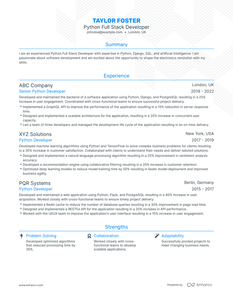 5 Python Full Stack Developer Resume Examples And Guide For 2024 4936